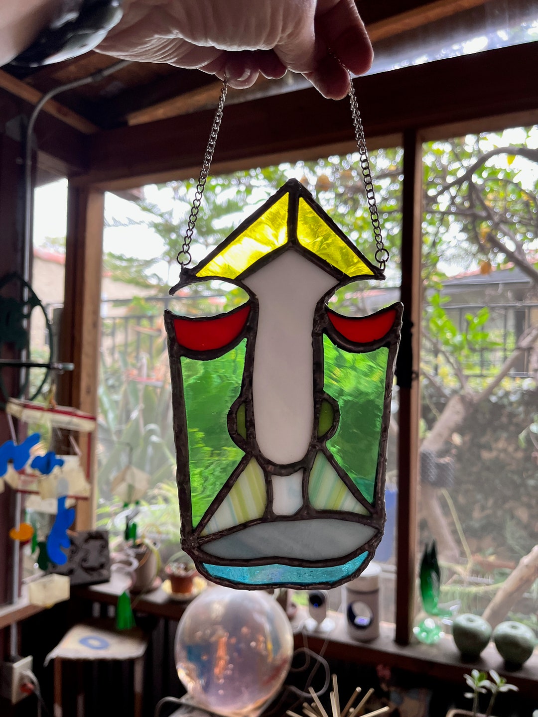 Tiki Stained Glass, Tiki Suncatcher, Window Decor, Hanging Art, Stained ...