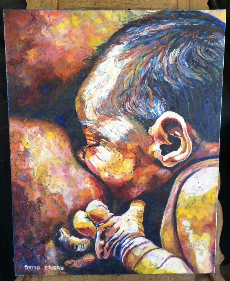Infant Newborn Baby Art, Doula Shower Gift Mother Decor Wall Art Oil ...
