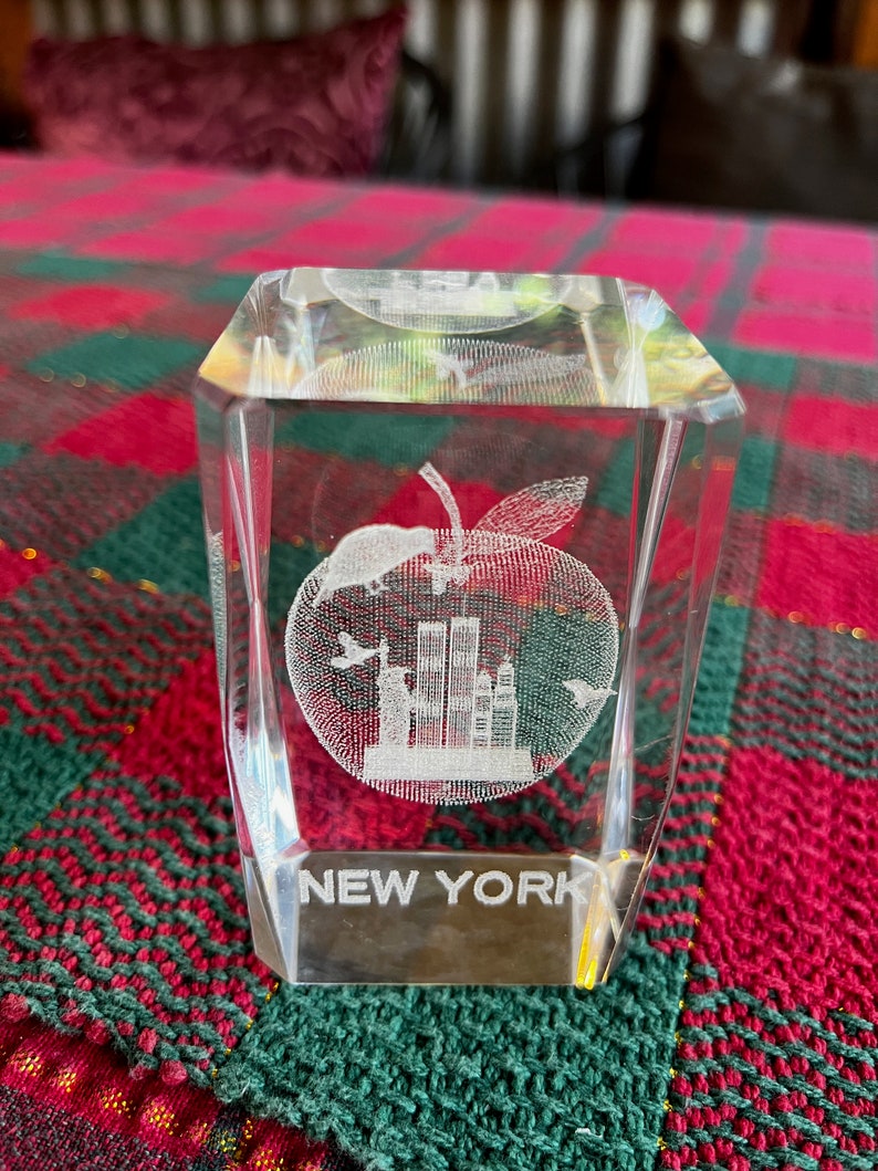 New York Paperweight, New York Art, Big Apple Art, Crystal Paperweight ...
