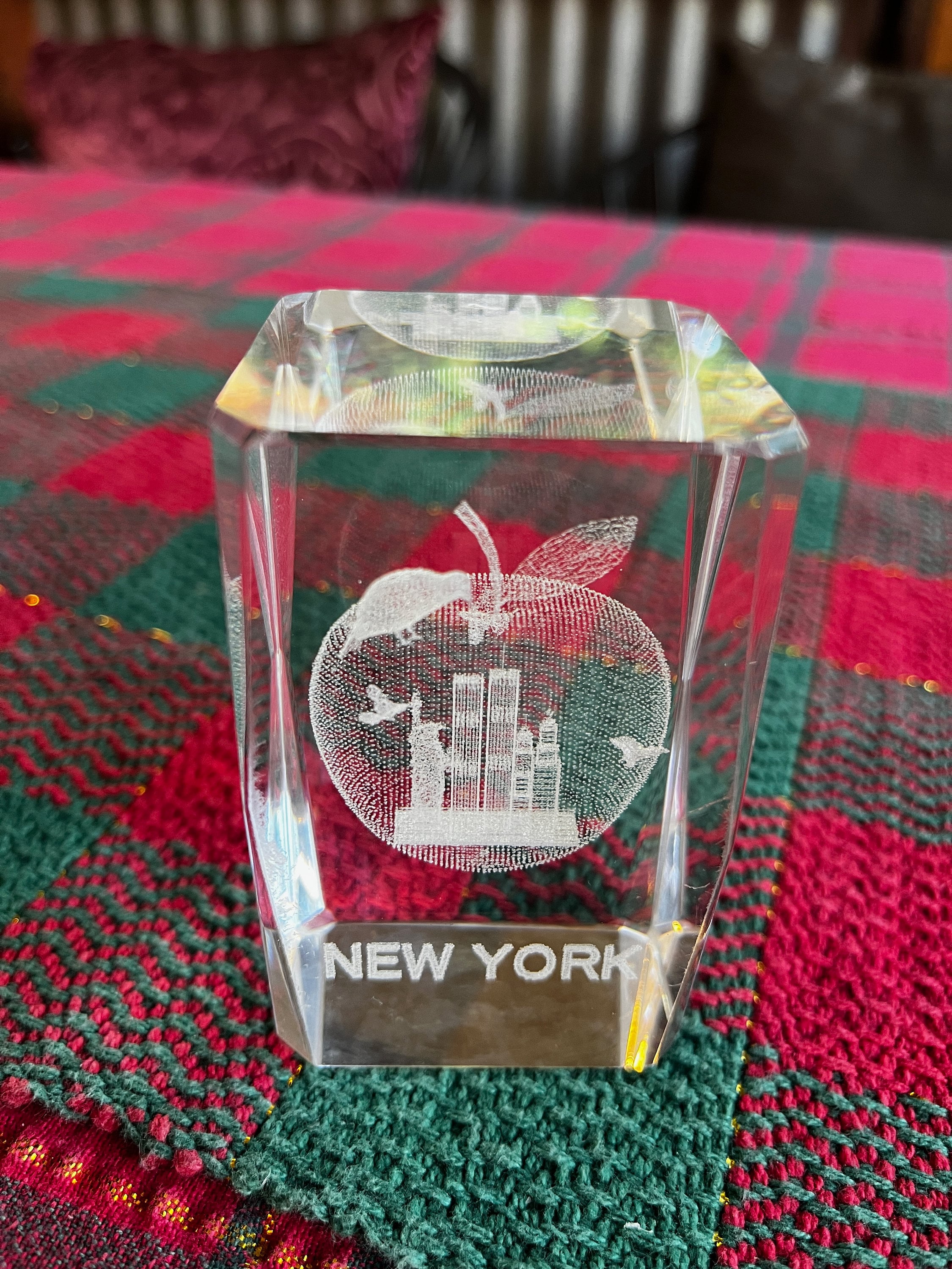 New York Paperweight, New York Art, Big Apple Art, Crystal Paperweight ...