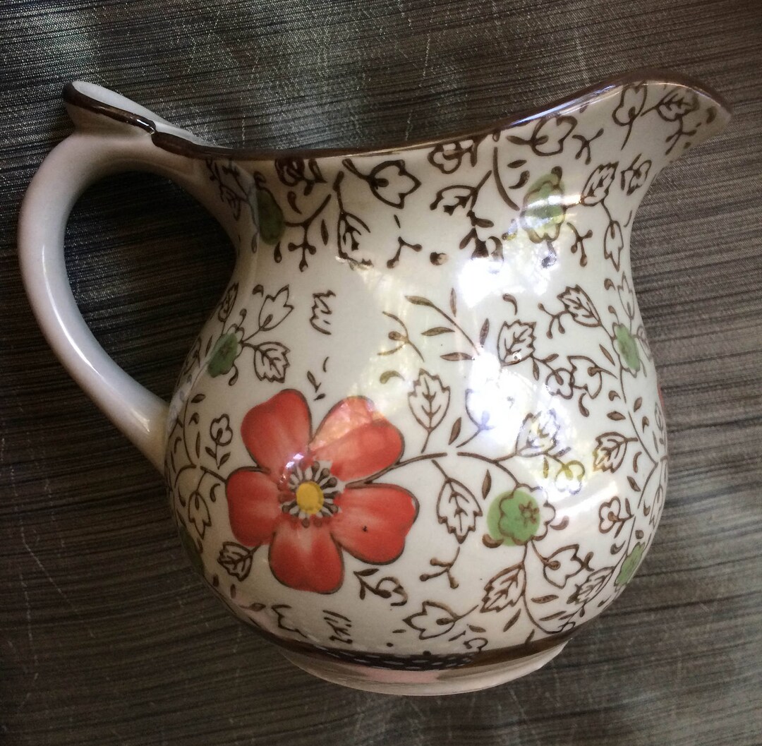 Artisian Creamer, Art Creamer, ART Pitcher, Flower Creamer, Floral ...