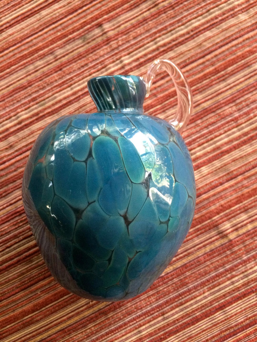 Blue Glass Vase, Blue Art Bottle, Glass Art Bottle, Blue Art Vase ...