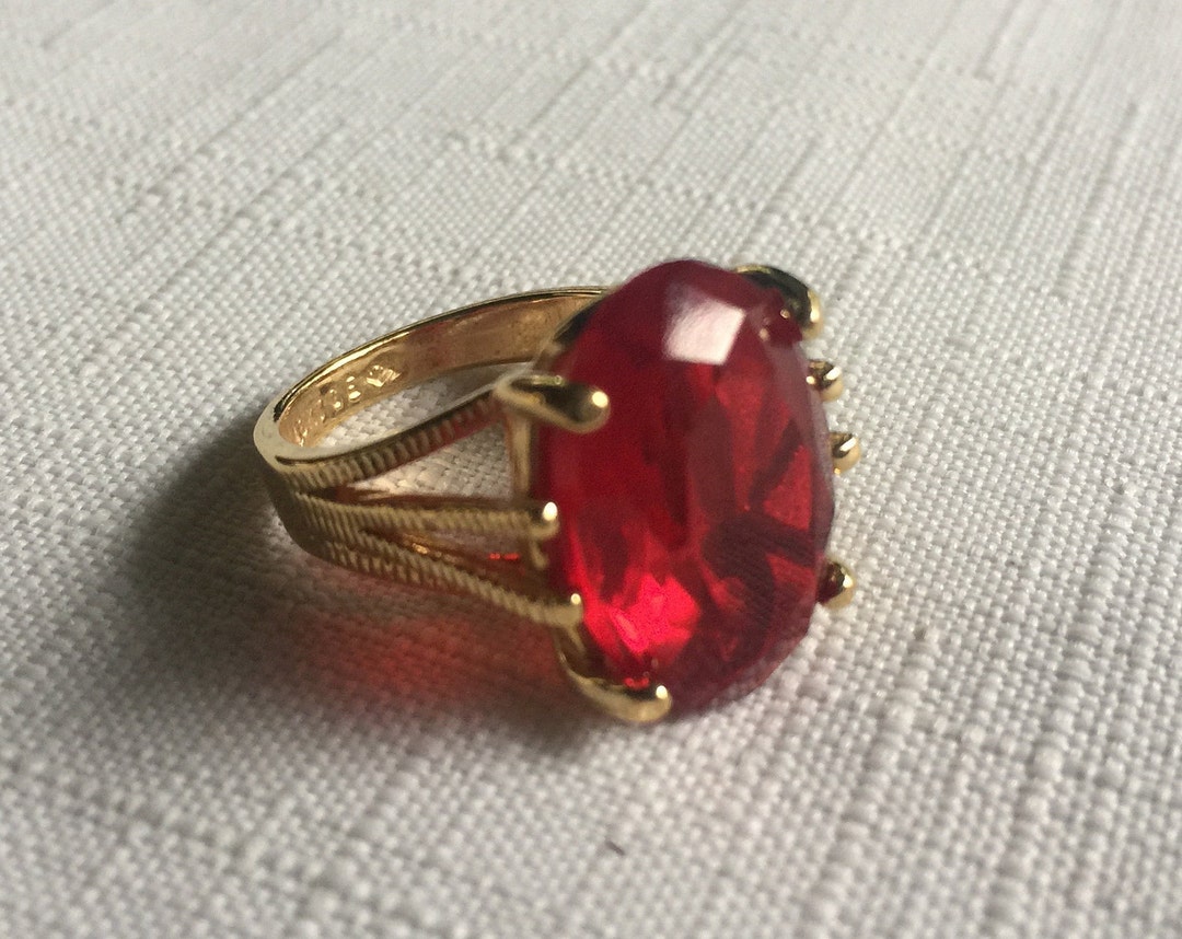 Red Ring, Red Gem Ring, Red Gold Ring, Big Red Ring, Chunky Ring, Red ...