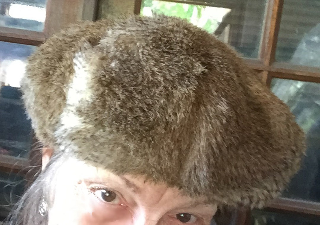 Faux Fur Hat, Fuzzy Winter Hat, Winter Hat, Plush Winter Hat, Brown Hat ...