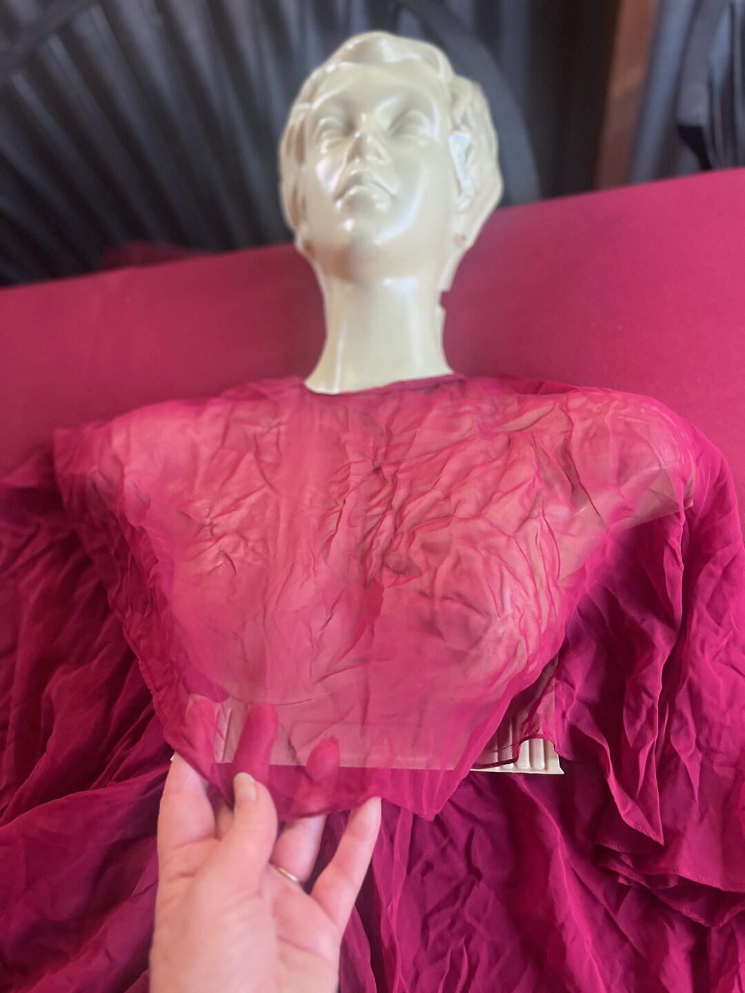 Cranberry Scarf, Red Blouse, Transparent Top, Scarf Blouse, Wine Red ...