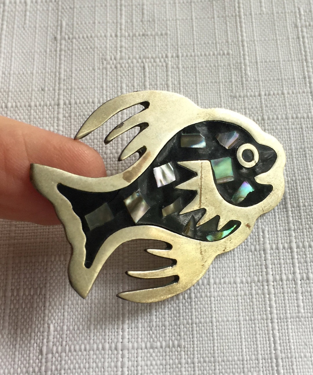 Fish Pin, Fish Brooch, Fish Silver Pin, Retro Fish Pin, Mexico Brooch ...