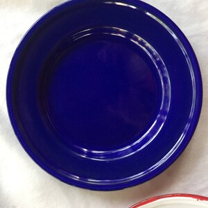 Metal Plate, Blue Enamel Plate, Enamelware Plate, White Tin Plate ...