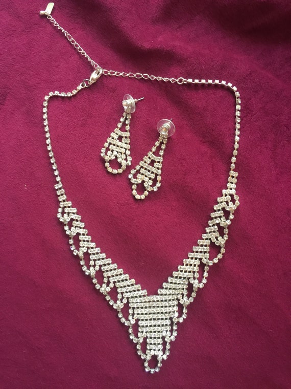 Vintage Bridal necklace Set, Emerald Green Crystal Ne… - Gem