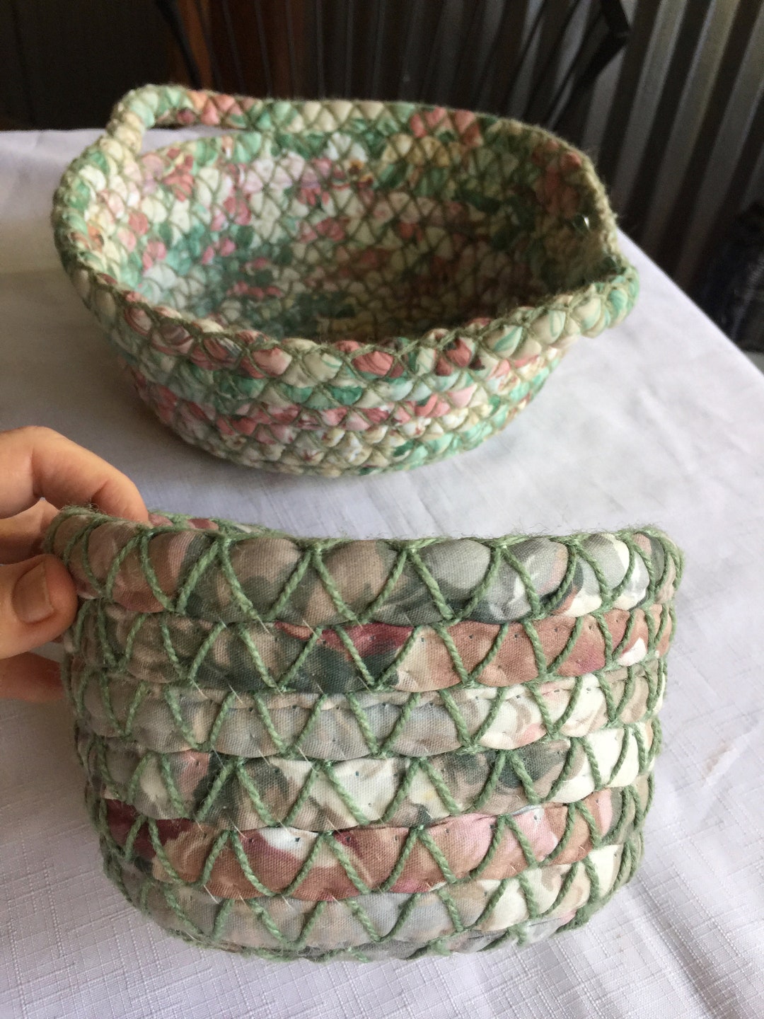 Decorative Baskets, Rag Basket, Handmade Basket, Cloth Basket, Fabric ...