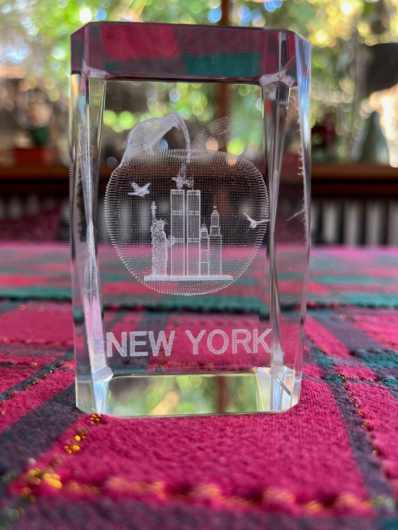New York Paperweight, New York Art, Big Apple Art, Crystal Paperweight ...