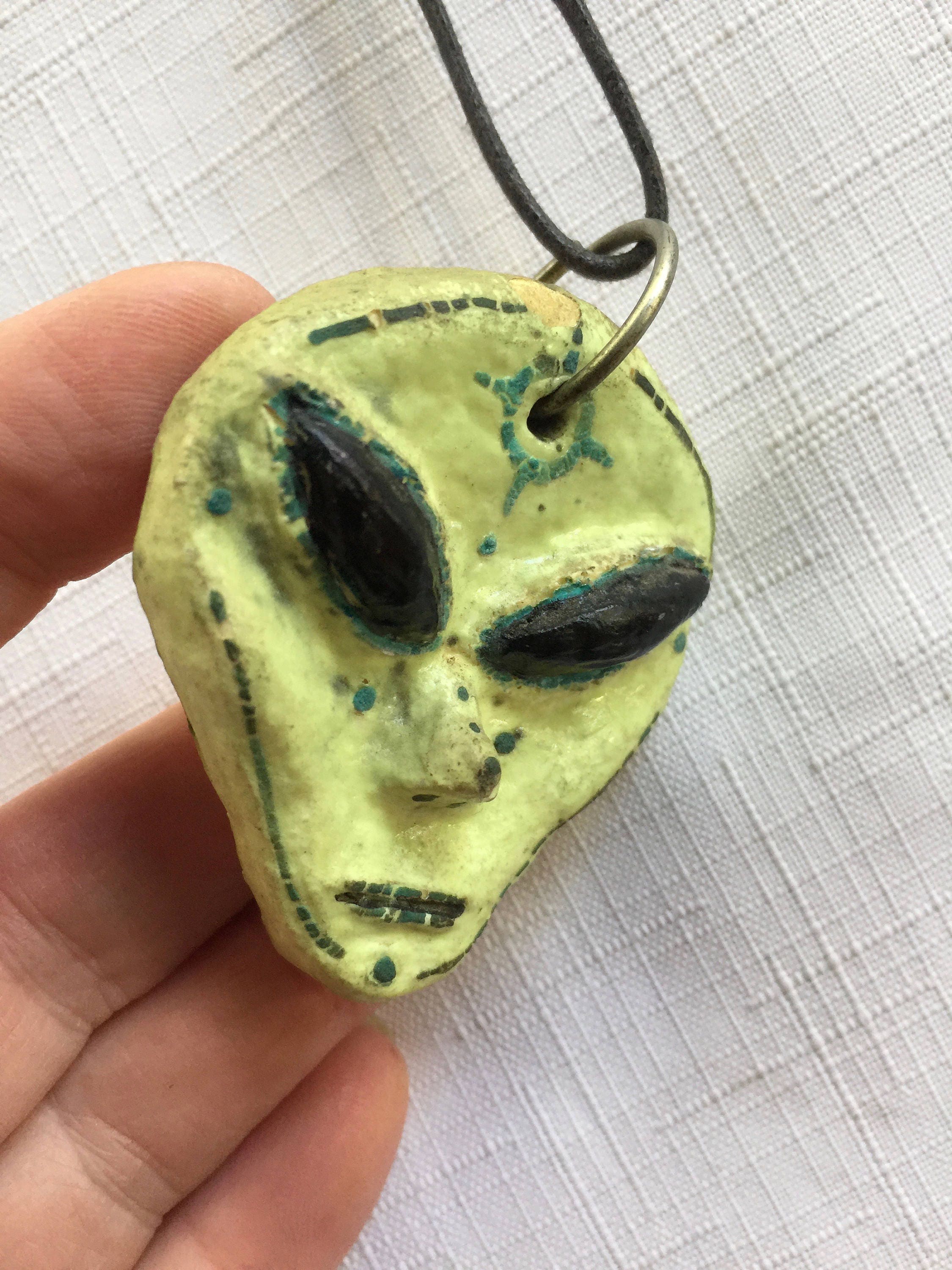 Alien Pendant Alien Necklace Mask Necklaceufo Giftsci Fi - Etsy
