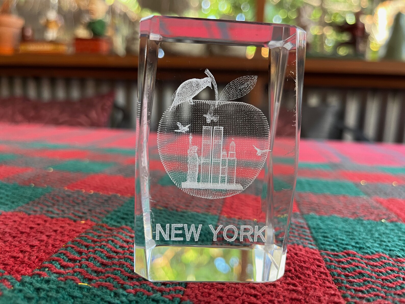 New York Paperweight, New York Art, Big Apple Art, Crystal Paperweight ...