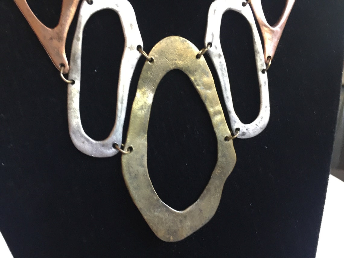 Abstract Metal Bib, Statement Necklace, Modern Art Necklace, Metal Bib ...