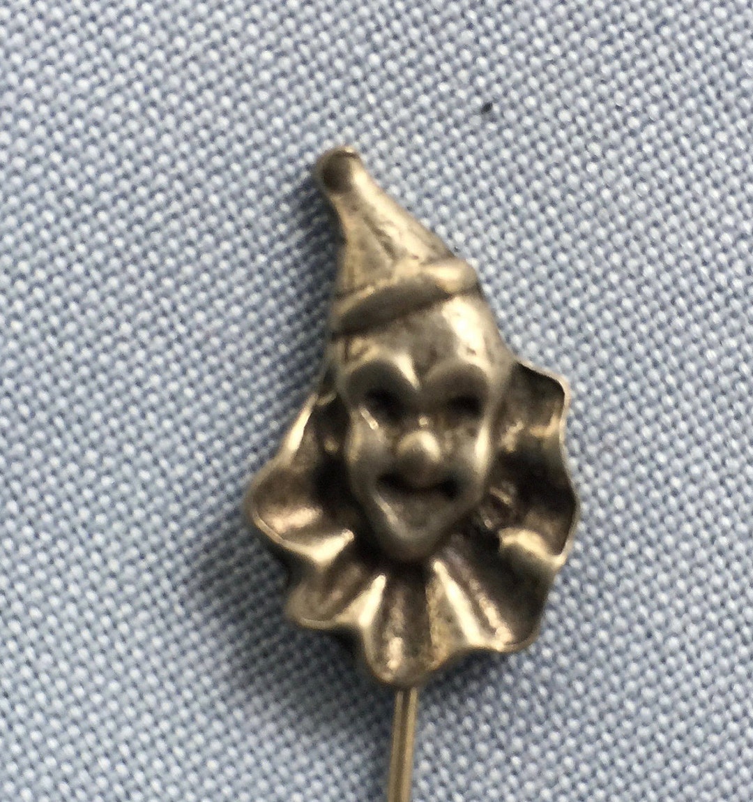 Clown Pin, Clown Lapel Pin, Clown Brooch, Face Pin, Pewter Stick Pin ...