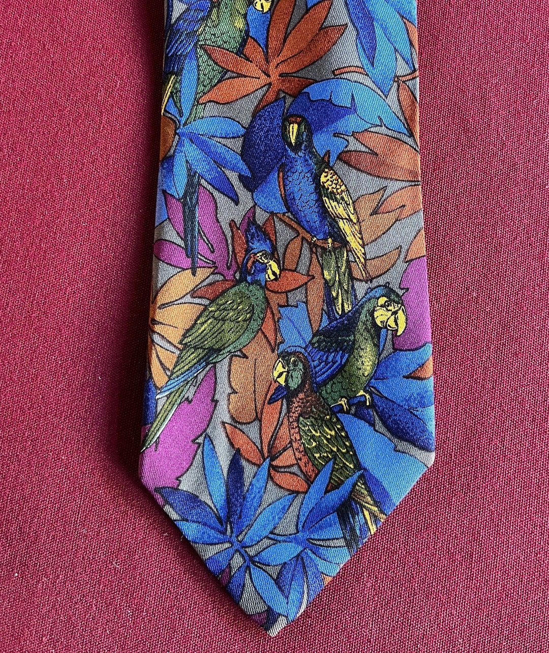 Nature Tie, Animal Necktie, Tropical Necktie, Parrot Tie, Blue Print ...