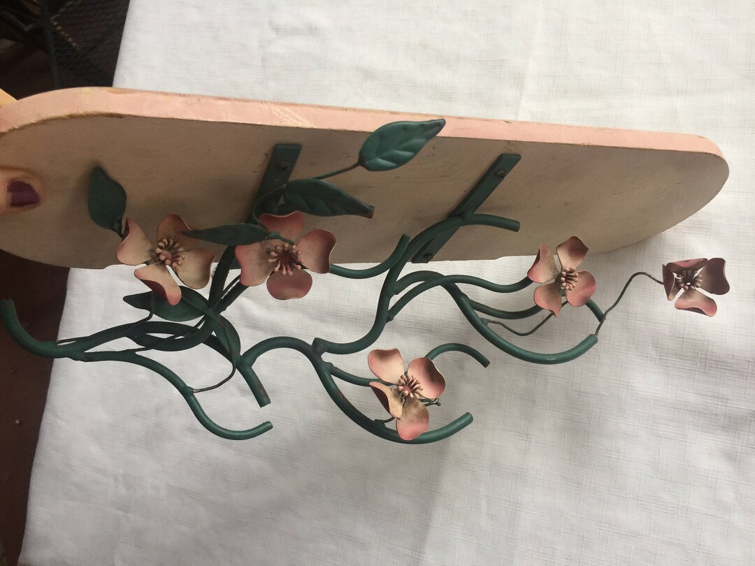 Flower Wire Shelf, Wood Wire Shelf, Pink Decor, Jewelry Rack, Shelf ...