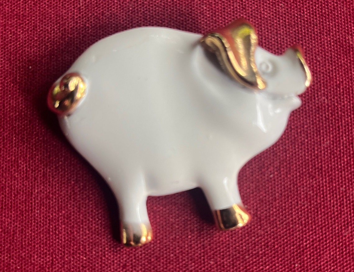 Pig Pin, White Enamel Pin, Pig Brooch, Animal Brooch, Animal Pin, White ...