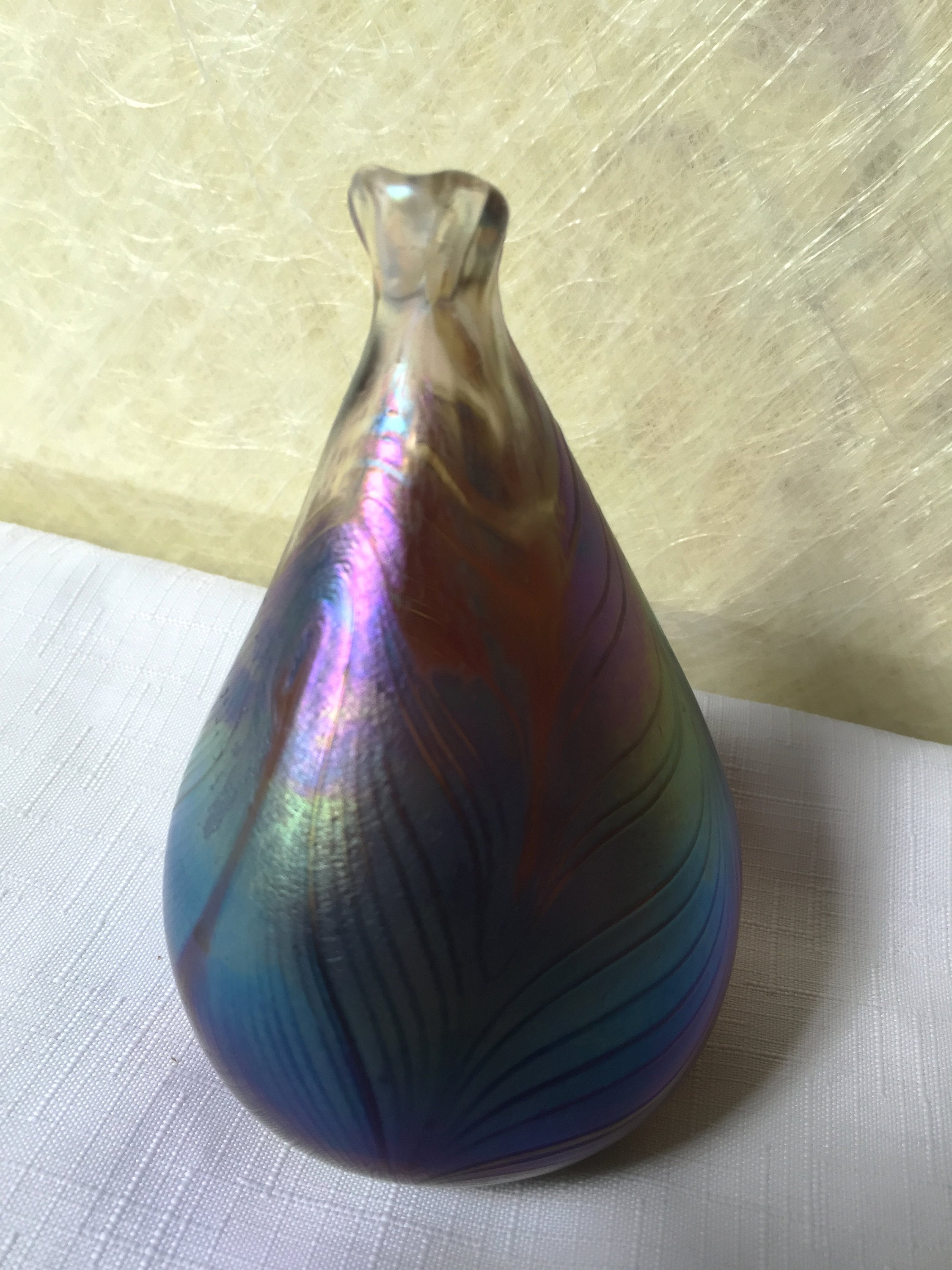 Pulled Feather Vase Blue Art Vase Artisan Blue Vase Medium | Etsy