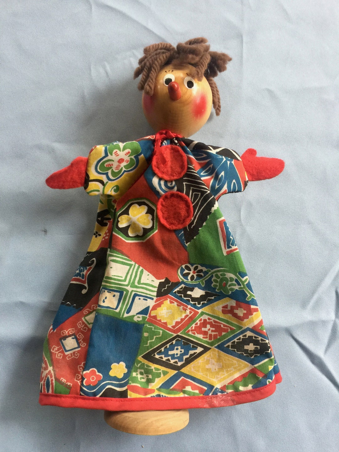 Clown Puppet, Hand Puppet, Wood Puppet, 50s Puppet, Pinocchio Puppet ...