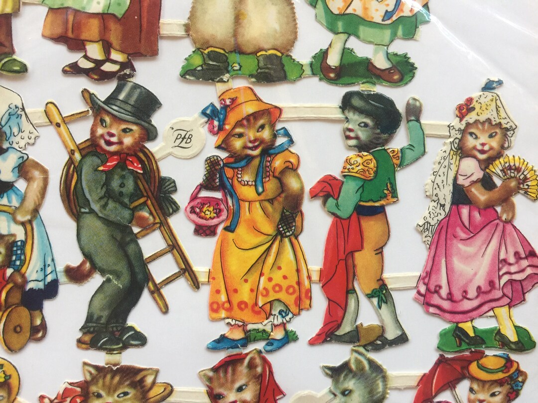 Cat Art, Animal Toy Art, Animal Ephemera, German Cutout, Storybook Art ...