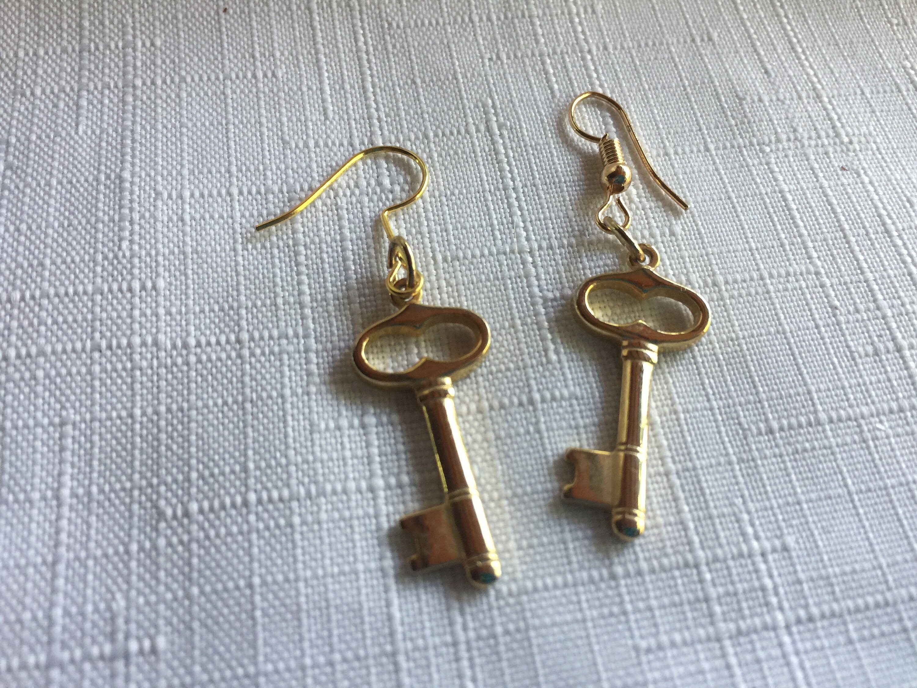 Gold Key Dangle Key Charm Earring Key Dangle Key Earring | Etsy