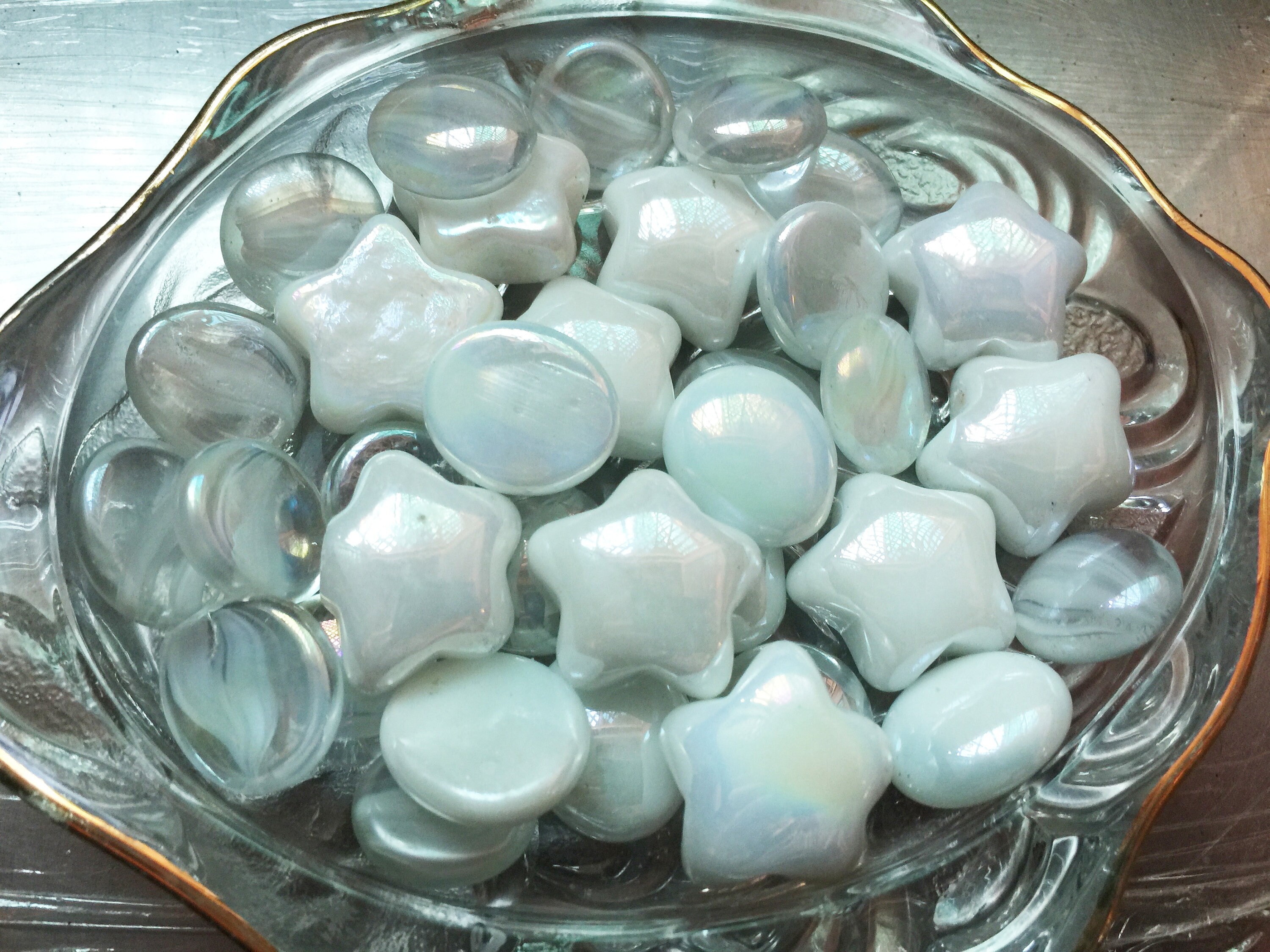 Iridescent Stone Iridescent Rock White Pebble Glass | Etsy