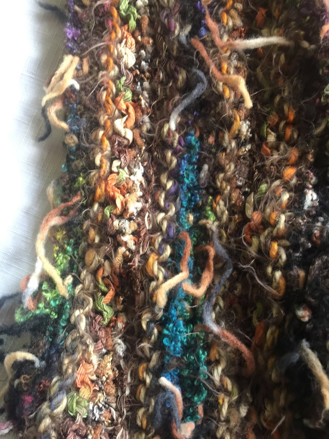 Multi-color Scarf, Fiber Scarf, Brown Boho Scarf, Thick Brown Scarf ...