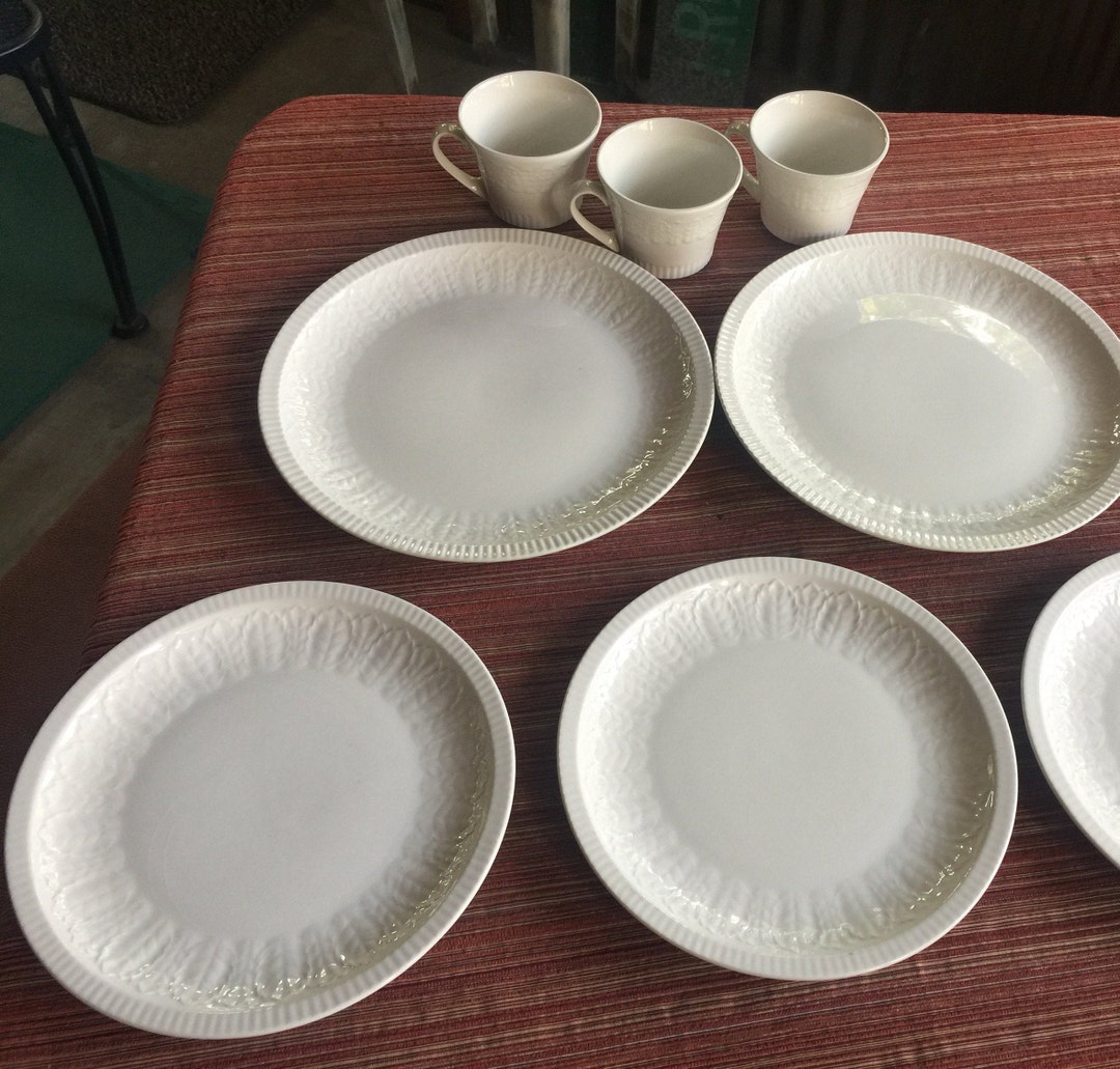 White Emboss Dish, White Dinnerware, White Dish, Spain Dish, Ceramic ...