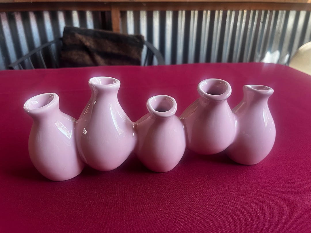 Bud Vase, Multiple Bud Vase, Glass Art Vase, Connected Vase, Tabletop ...