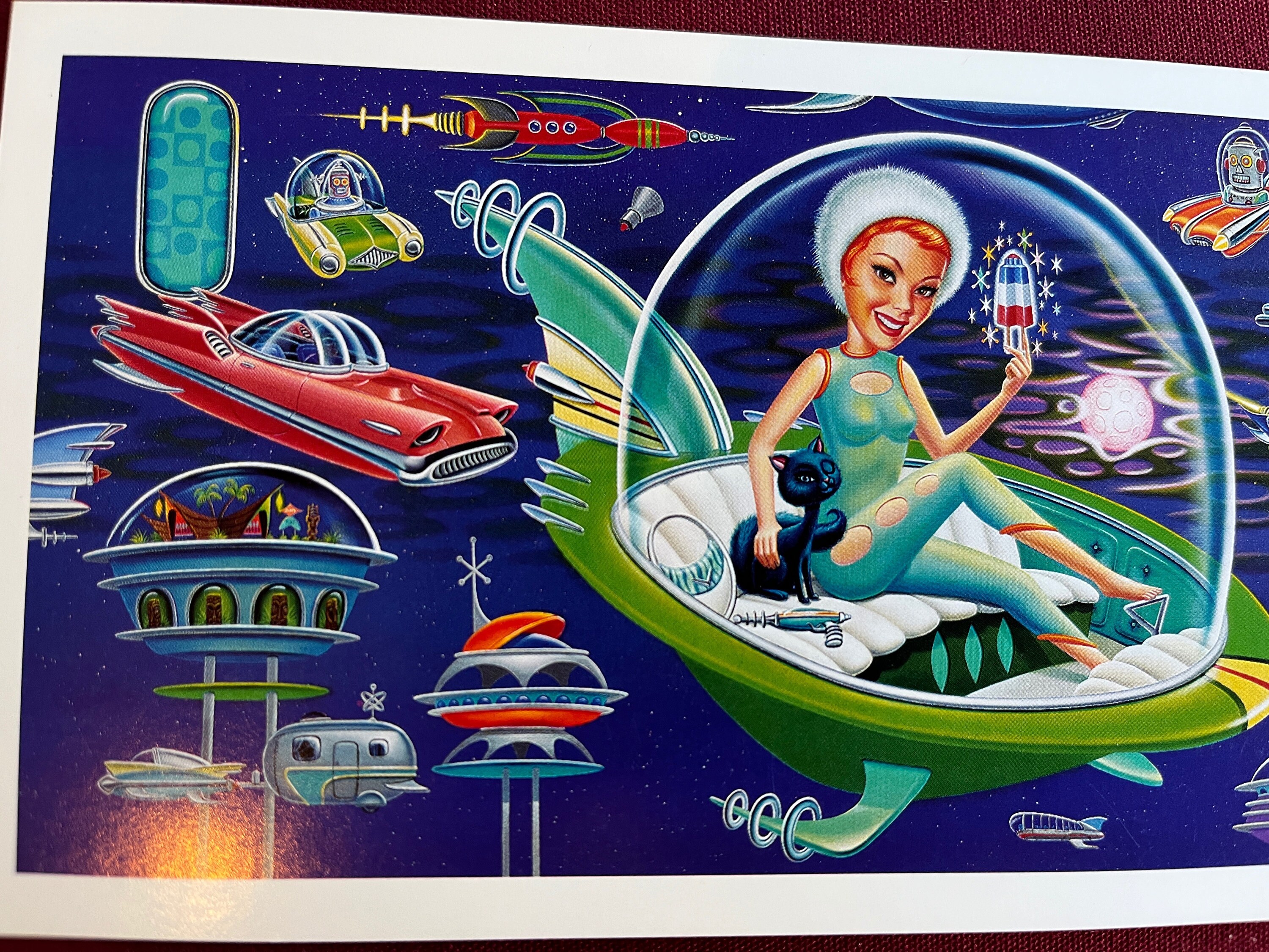 Flying Saucer Card, Futuristic Card, UFO Card, Sci Fi Postcard, Space ...