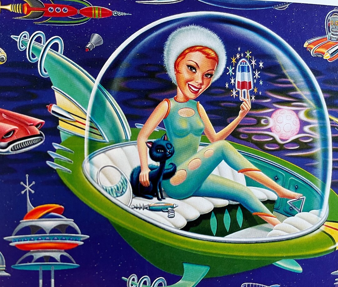 Flying Saucer Card Futuristic Card Ufo Card Sci Fi Postcard Space