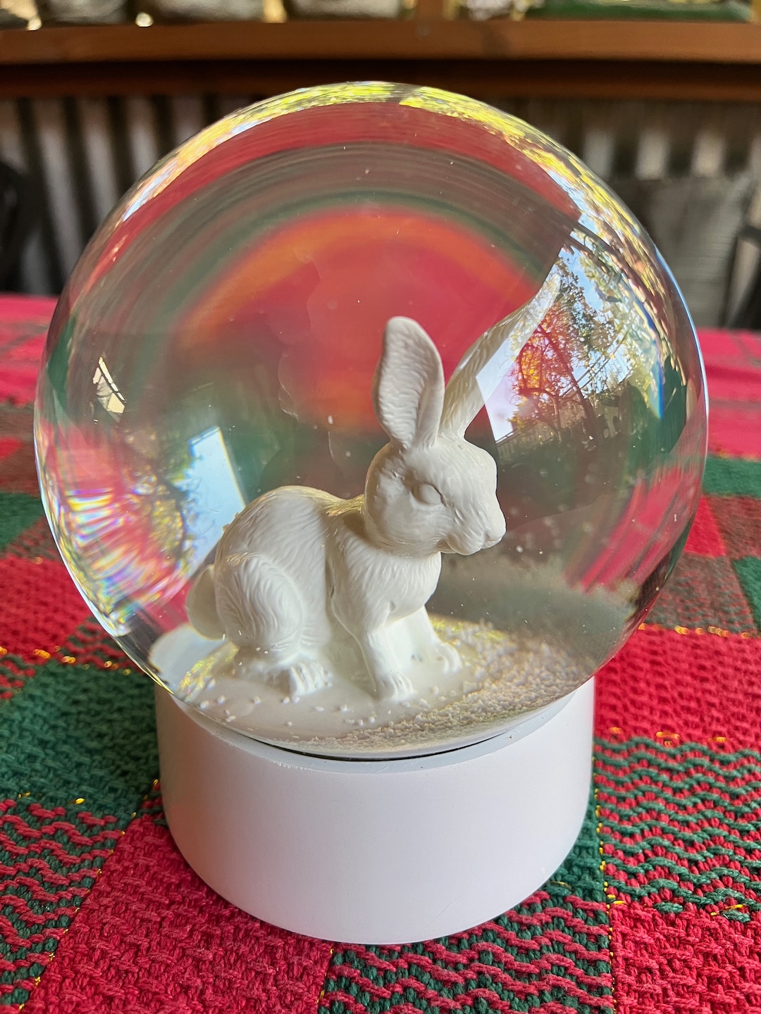 Rabbit Snow Globe, Snow Globe, Easter Decor, Easter Snowglobe, Easter ...