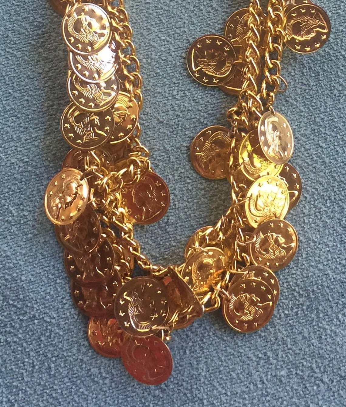 Coin Necklace Gypsy Necklace Big Gold Necklace Boho Gold | Etsy