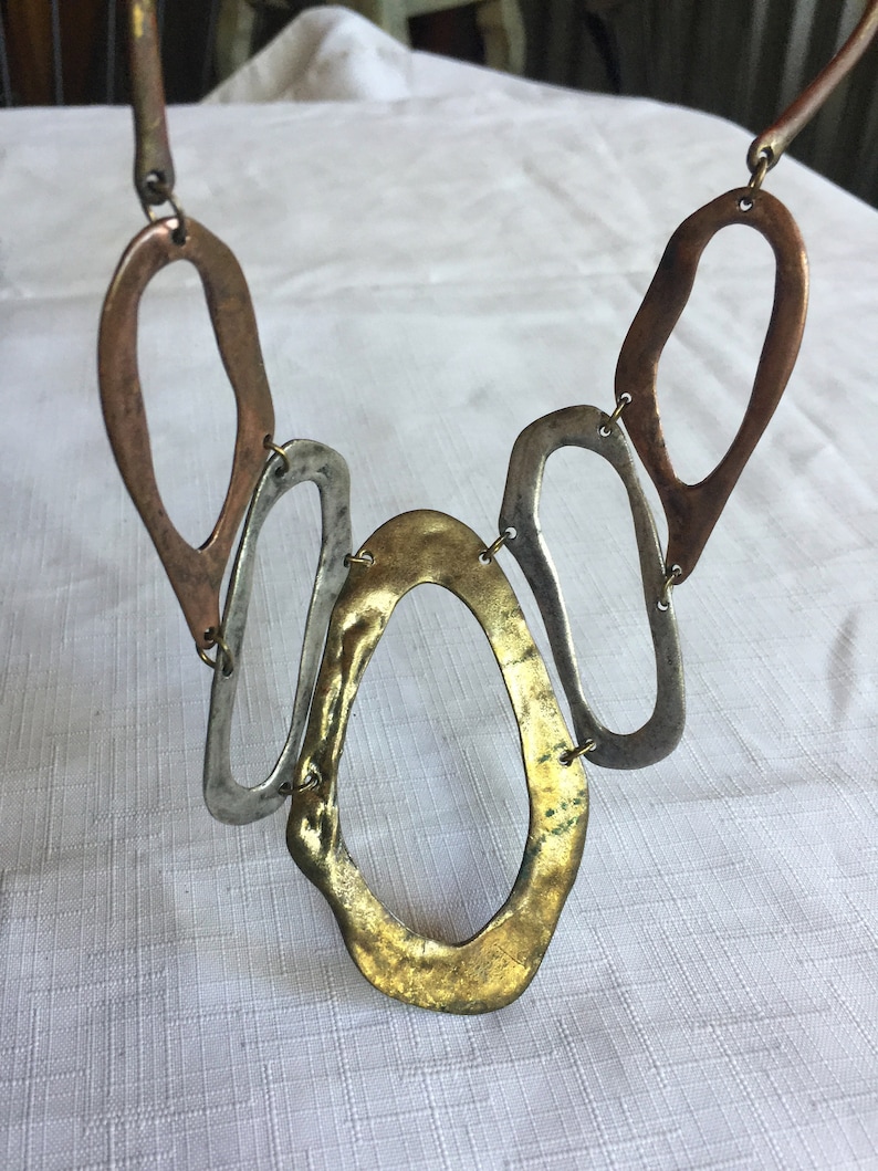 Abstract Metal Bib, Statement Necklace, Modern Art Necklace, Metal Bib ...