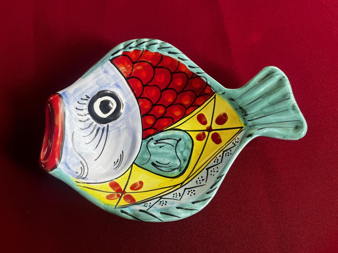 Fish Art Plate, Fish Art Dish, Trinket Plate, Italian Pottery, Fish ...