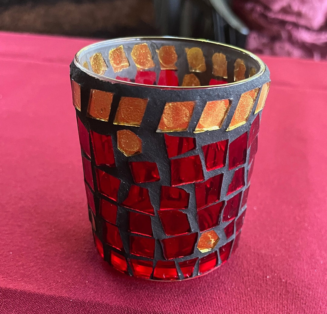 Mosaic Votive, Boho Votive, Colorful Votive, Multi Color Tealight ...