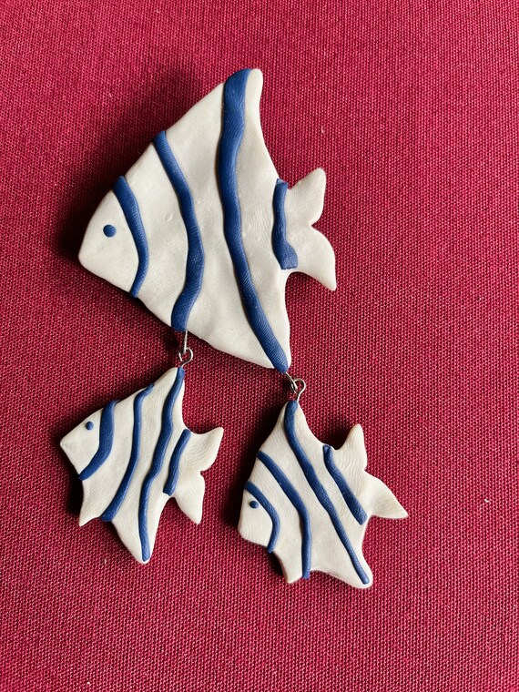 Vintage fish brooch pin - Gem