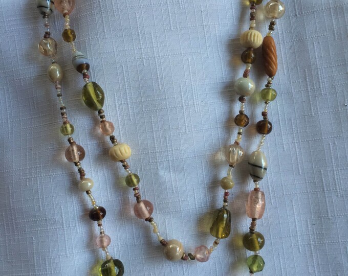 Glass Bead Necklace, Brown Bead Necklace, Brown Necklace, Fall Bead ...