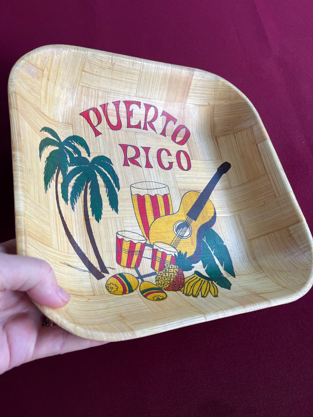 Puerto Rico Plate, Bamboo Serving, Bamboo Plate, Latino Decor, Puerto ...