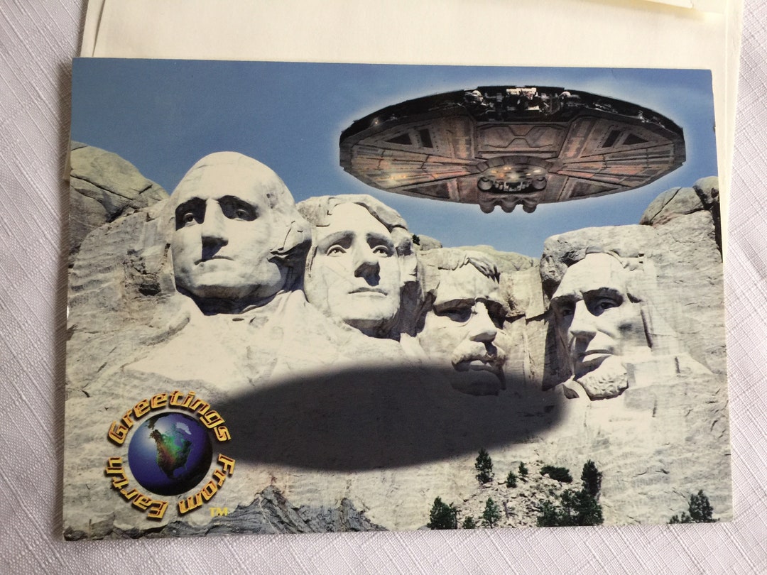 Flying Saucer, UFO Card, Mount Rushmore, UFO Greeting, Ufo Stationery ...