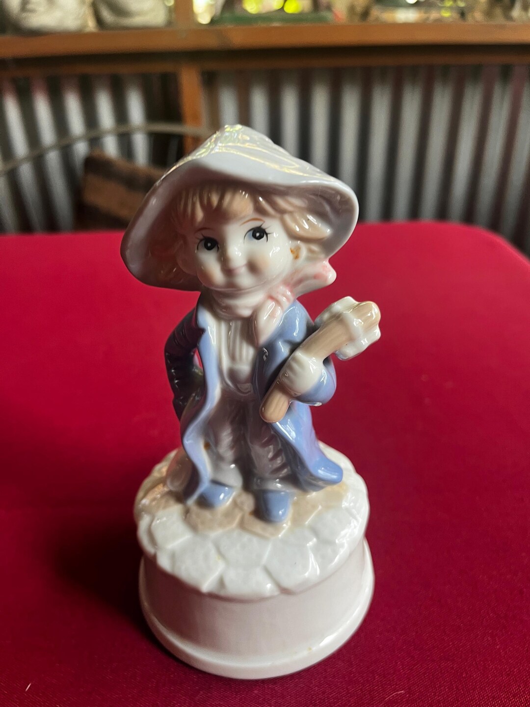 Porcelain Music Box, Little Boy Music Box, Traveller Art, Hitchhiker ...