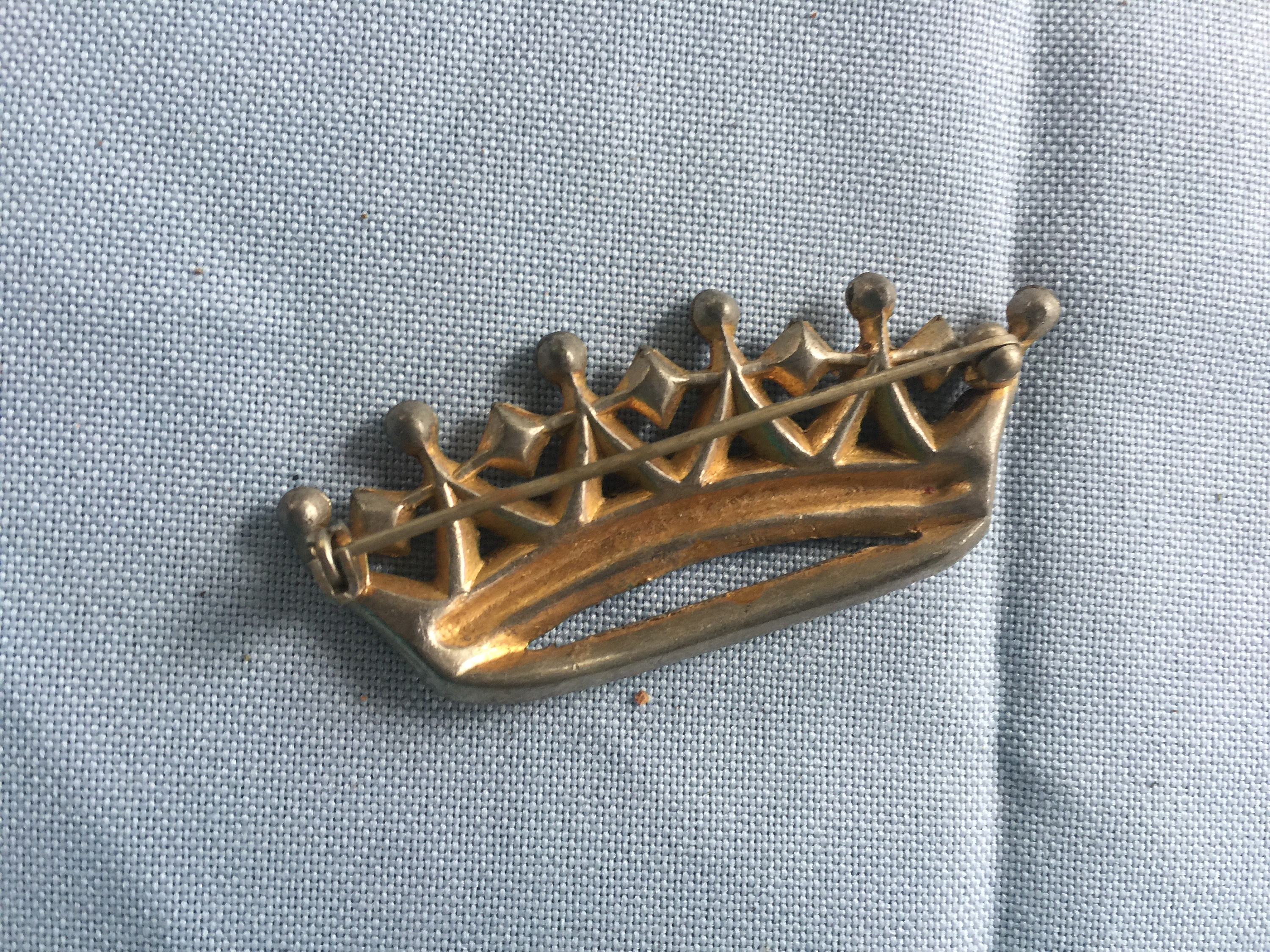 Crown Pin, Queen Pin, Retro Rhinestone Pin, Crown Brooch, Retro 50s Pin ...