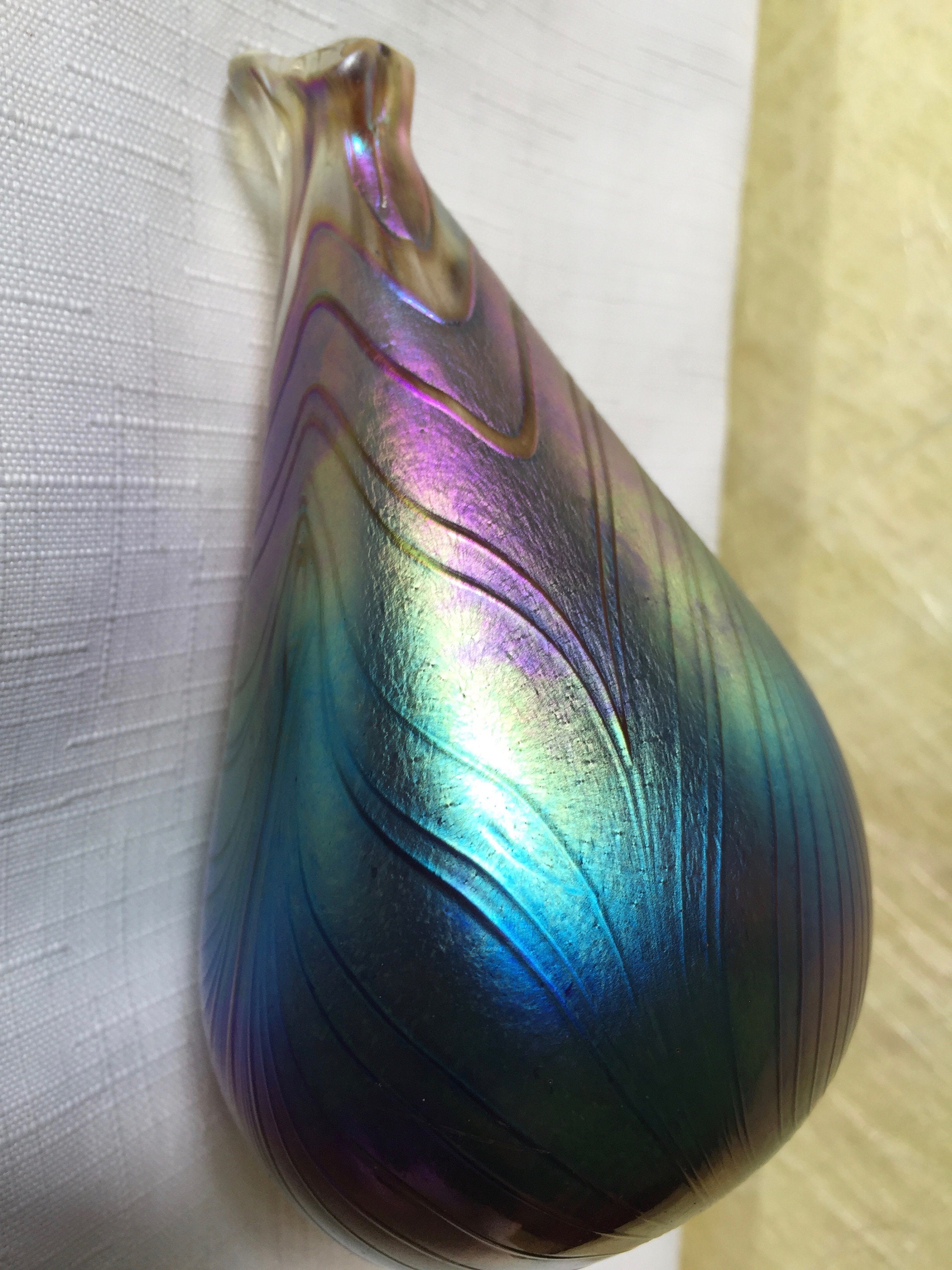 Pulled Feather Vase Blue Art Vase Artisan Blue Vase Medium | Etsy