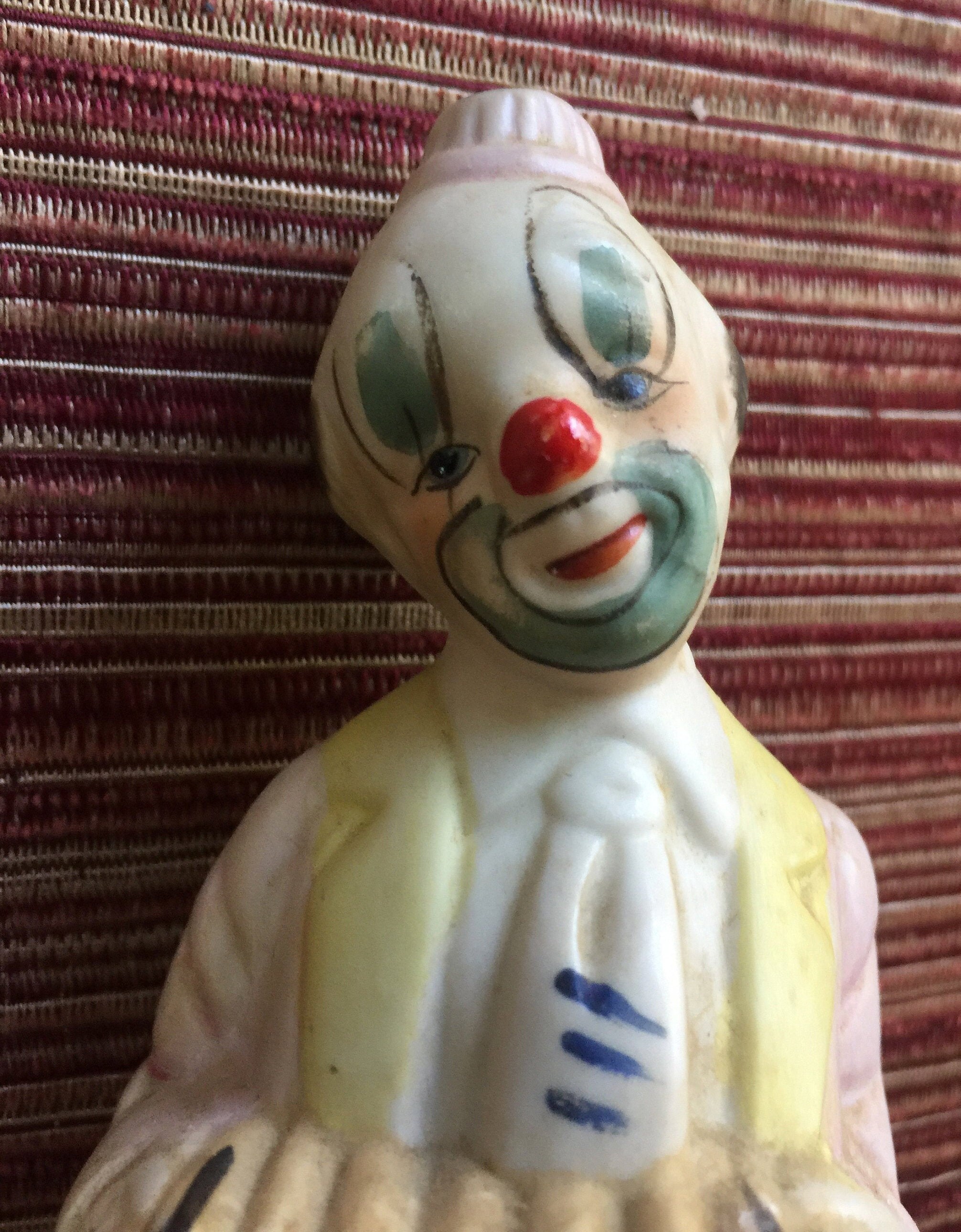 Clown Figurine, Ceramic Bisque Sad Clown Sculpture Art, Clown Decor ...