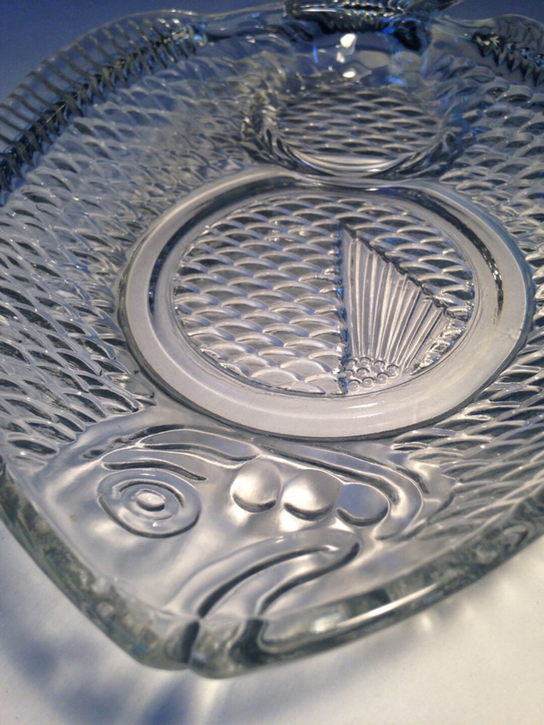 Fish Plate, Glass Dessert Plate, Glass Saucer, Seaside Decor, Seafood ...