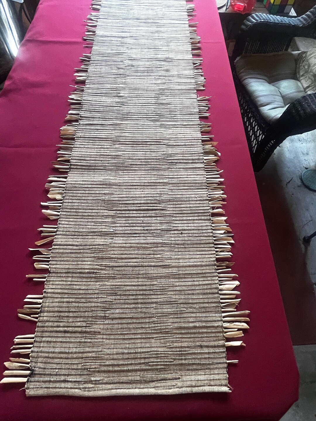 Fiber Table Runner, Tan Table Runner, Rustic Table Topper, Rustic Table ...