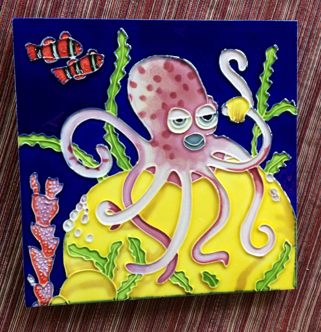 Marine Art, Sealife Art, Sealife Tile, Octopus Art, Art Plaque, Tile ...