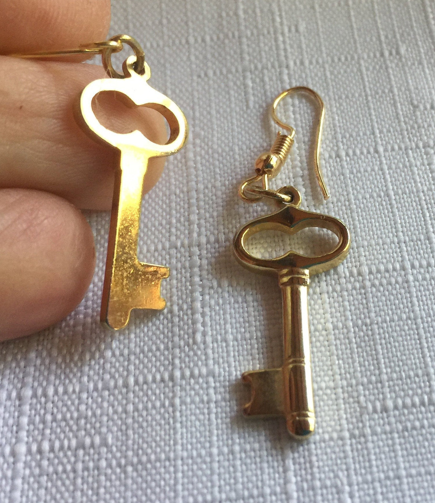 Gold Key Dangle Key Charm Earring Key Dangle Key Earring | Etsy