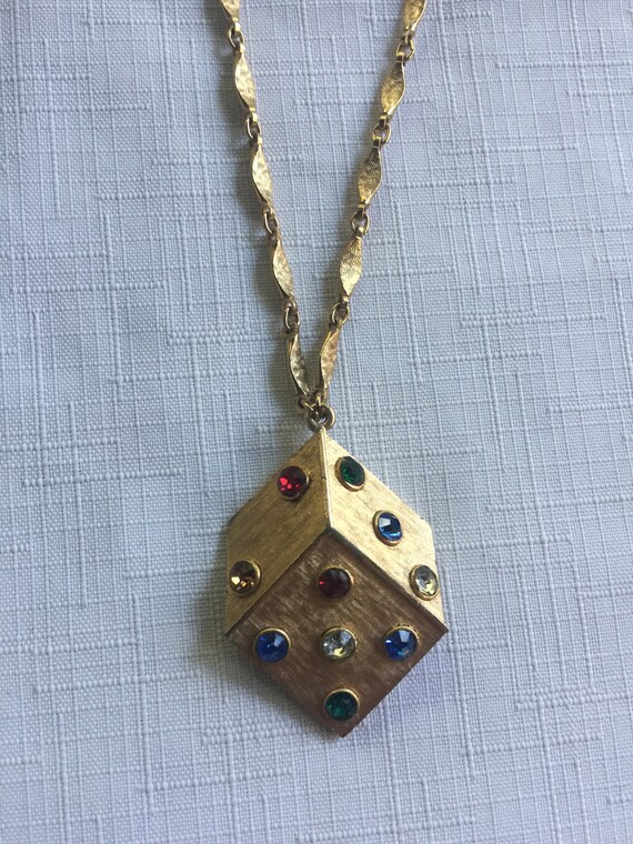 Mod Gold Necklace, 60s Gold Pendant,60s Gold Necklace… - Gem