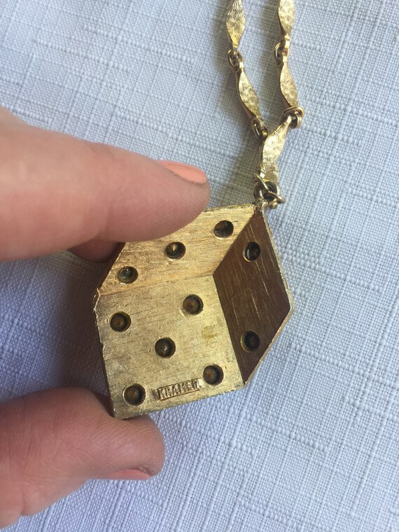 Mod Gold Necklace, 60s Gold Pendant,60s Gold Necklace… - Gem